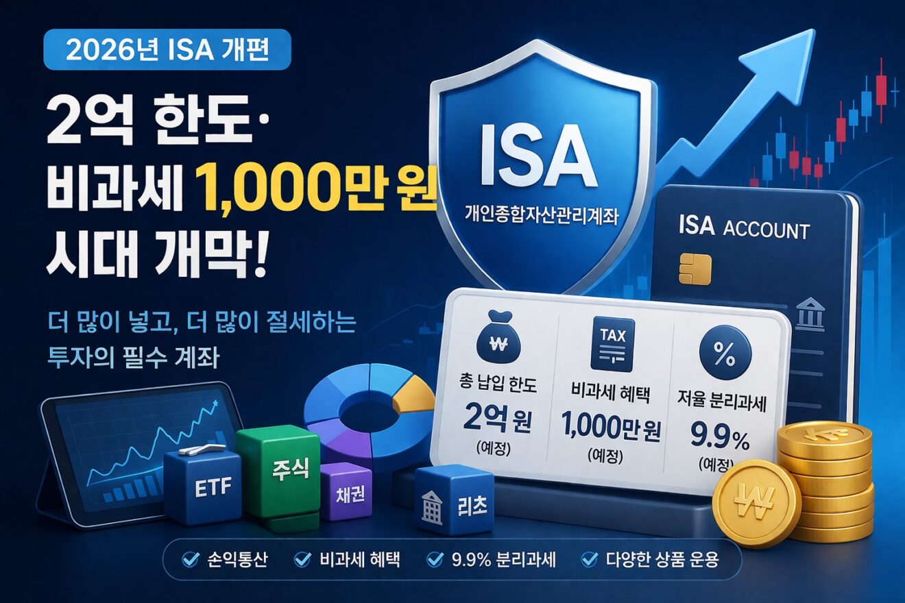 2026 ISA 계좌 개편: 2억 한도·비과세 1000만 원 완벽 정리